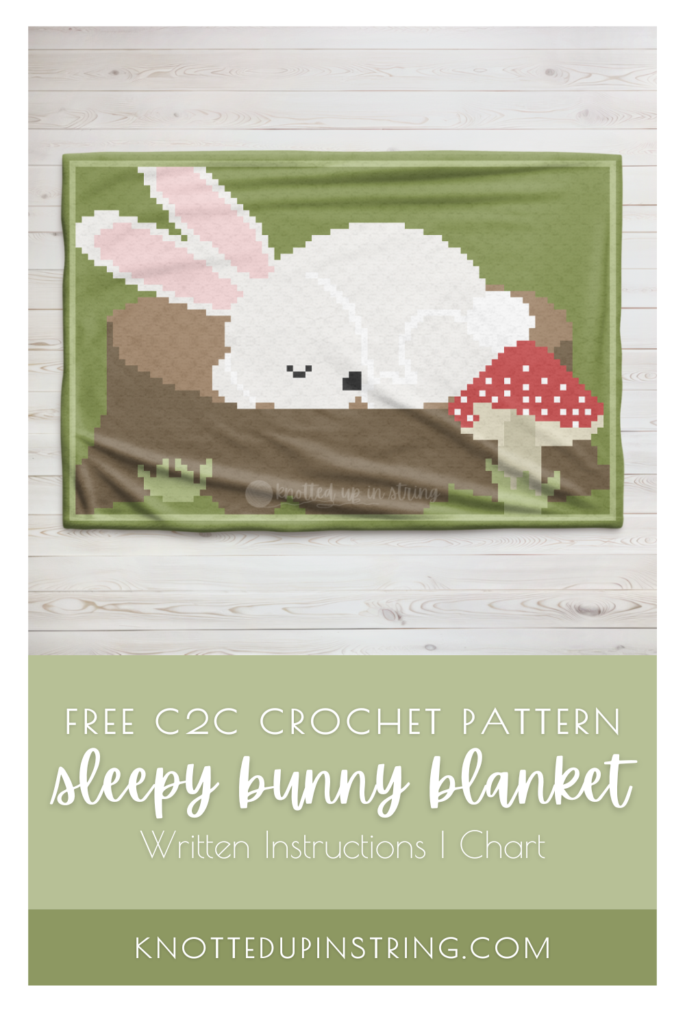 Sleepy Bunny C2C Pinterest Pin – Knotted Up In String