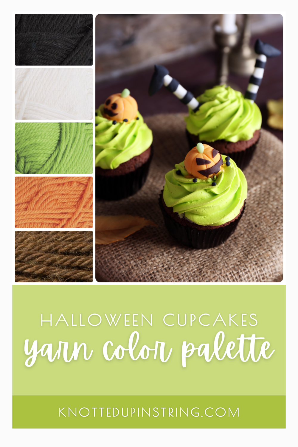 2024 Halloween Cupcakes Wool Yarn Palette Pinterest Pin – Knotted Up In ...